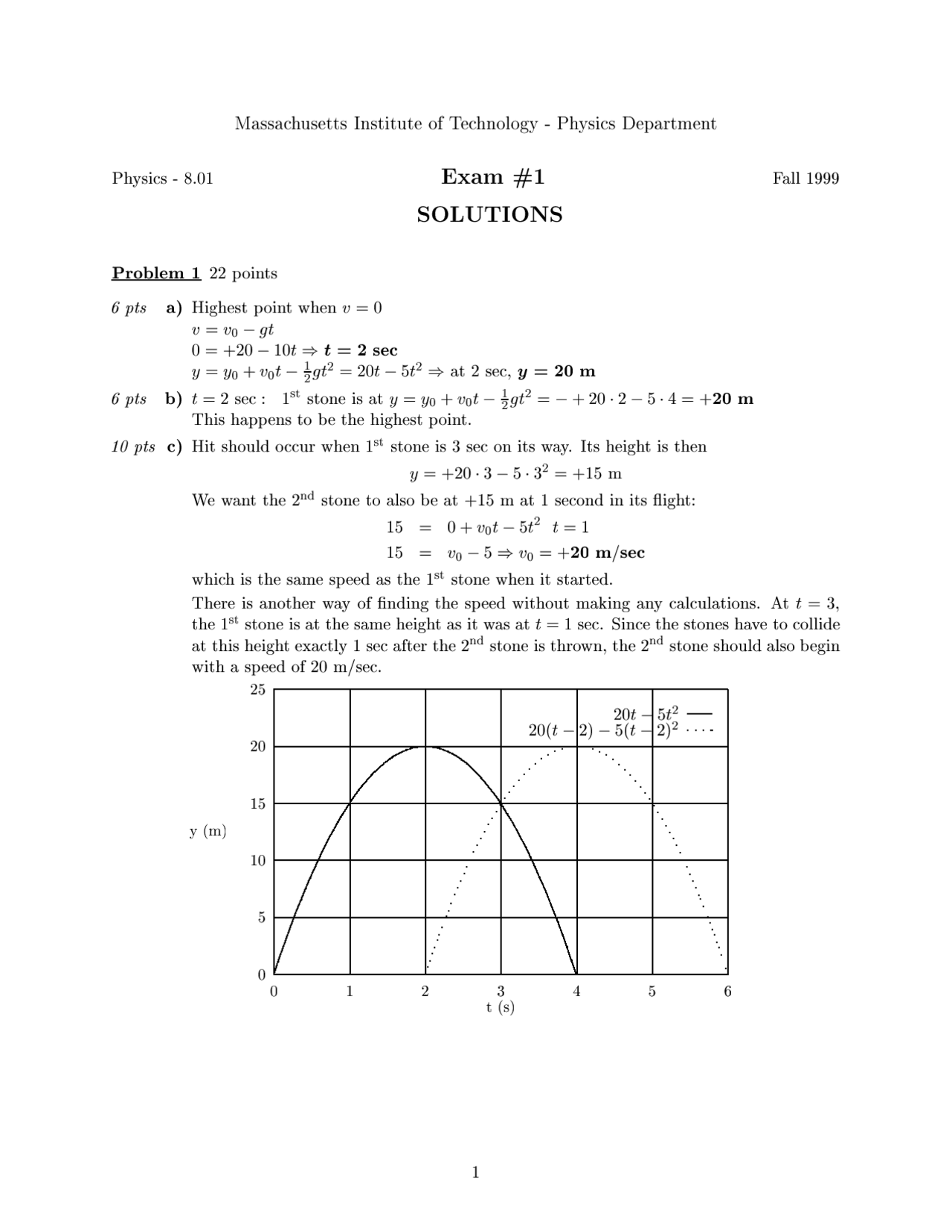 Classical Mechanics - Quiz1 Solution - Physics - Docsity