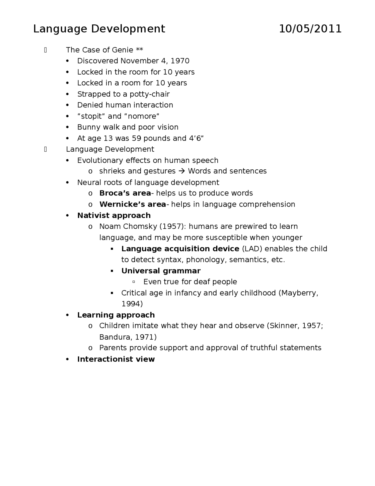 Language Development: The Case of Genie and Evolution of Human Speech ...