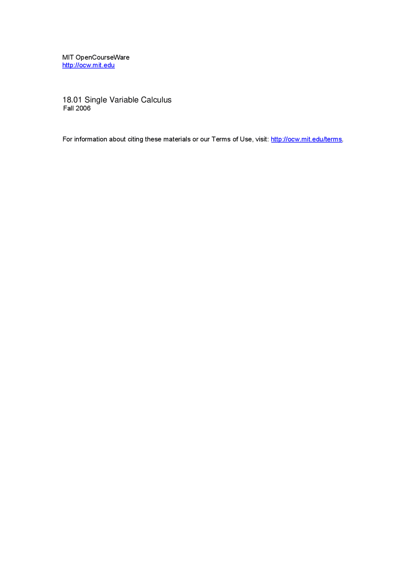 Single Variable Calculus - Problem Set6 - Mathematics - Docsity