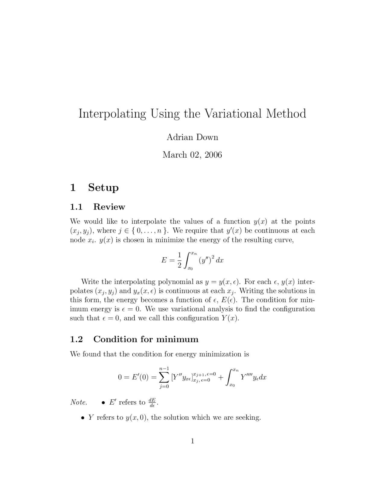Interpolating Using Variational Methods Lecture Notes Advanced