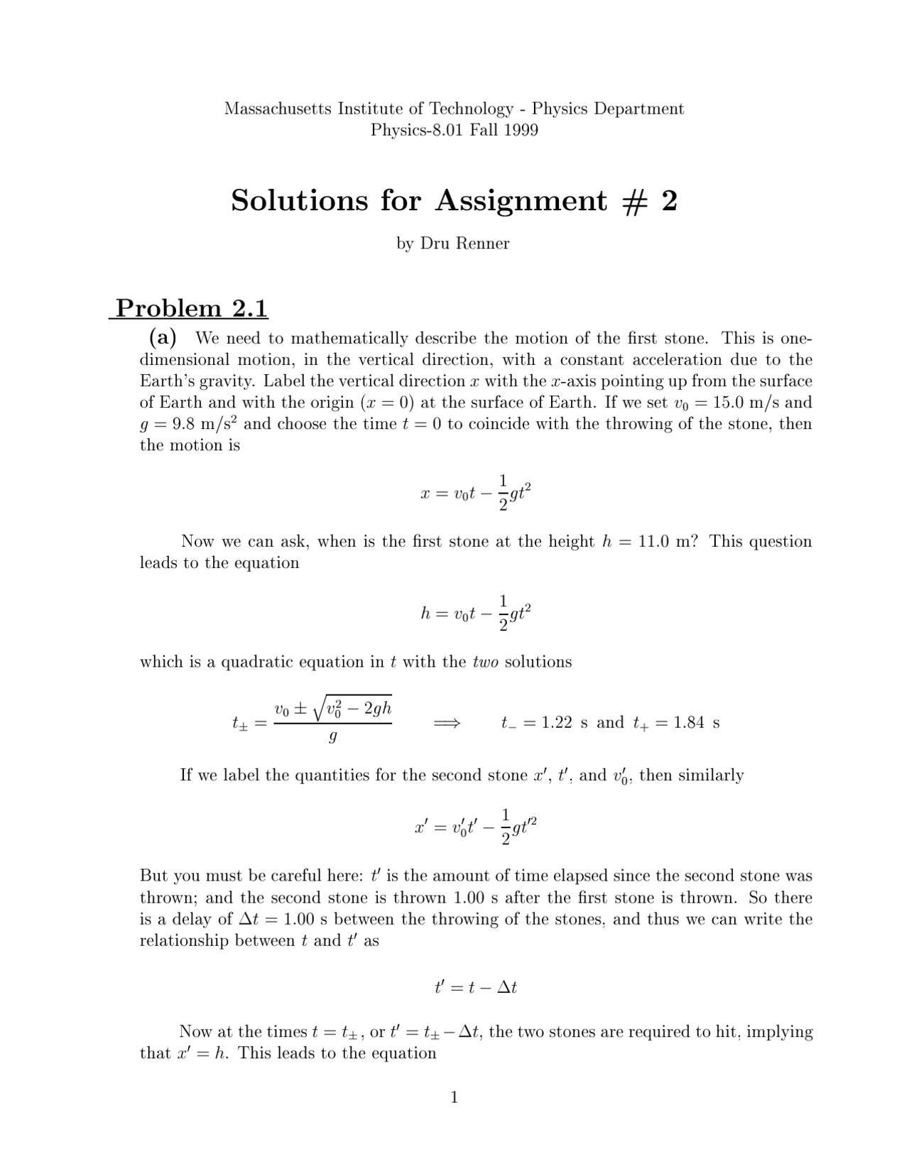 Classical Mechanics - Solution Assignment 2 - Physics - Docsity