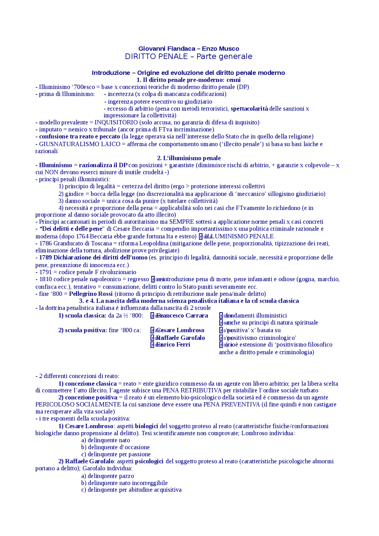 Diritto Penale Parte Generale Fiandaca Musco Docsity
