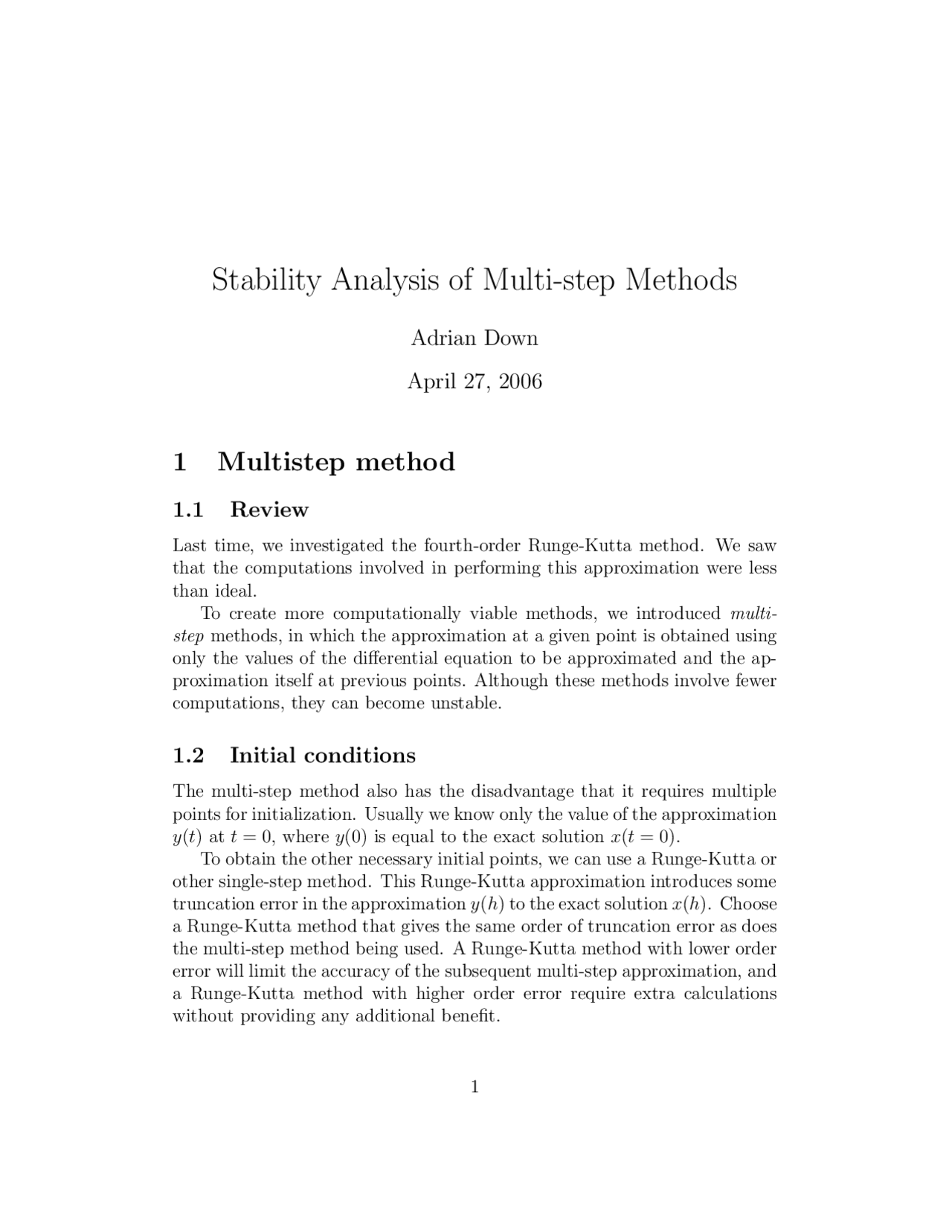 Stability Analysis, Lecture Notes - Mathematics - Advanced Calculus ...