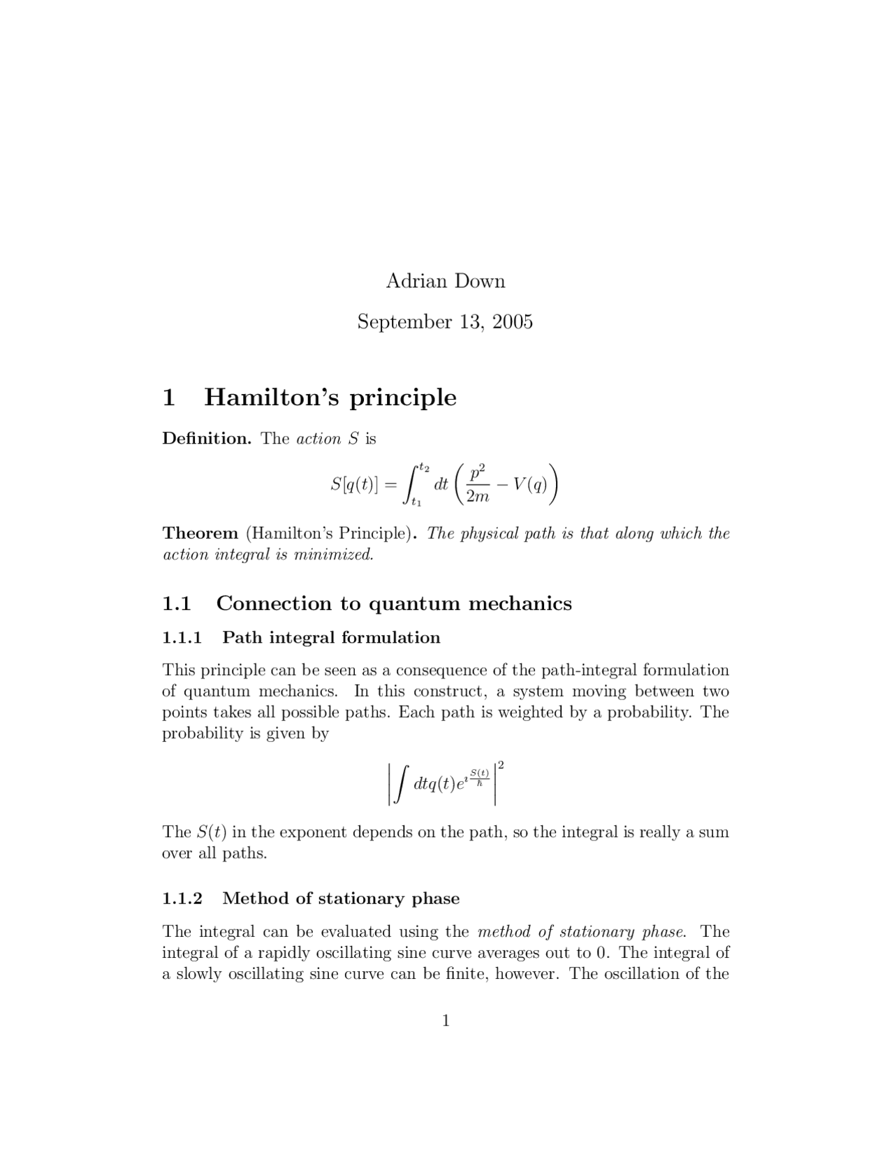 Hamilton's Principle, Lecture Notes - Physics | Study notes Engineering ...