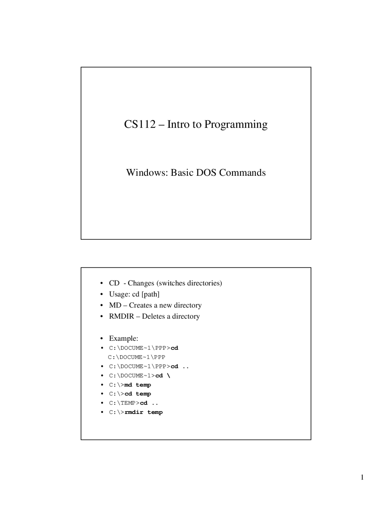 Windows Basics Dos Command Lecture Slide Computer Science Docsity