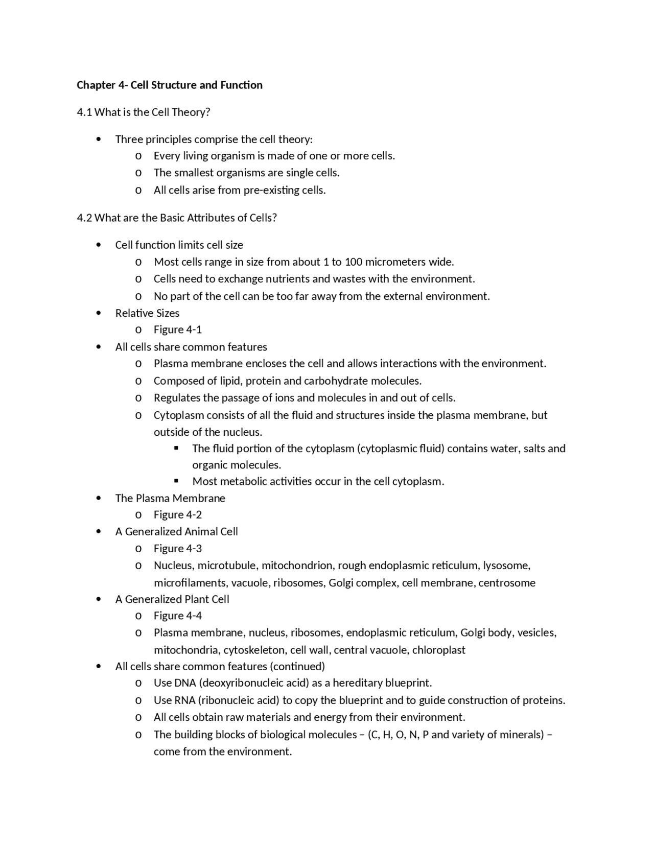 Cell Structure and Function - General Biology - Outline | BIOL 1001 ...