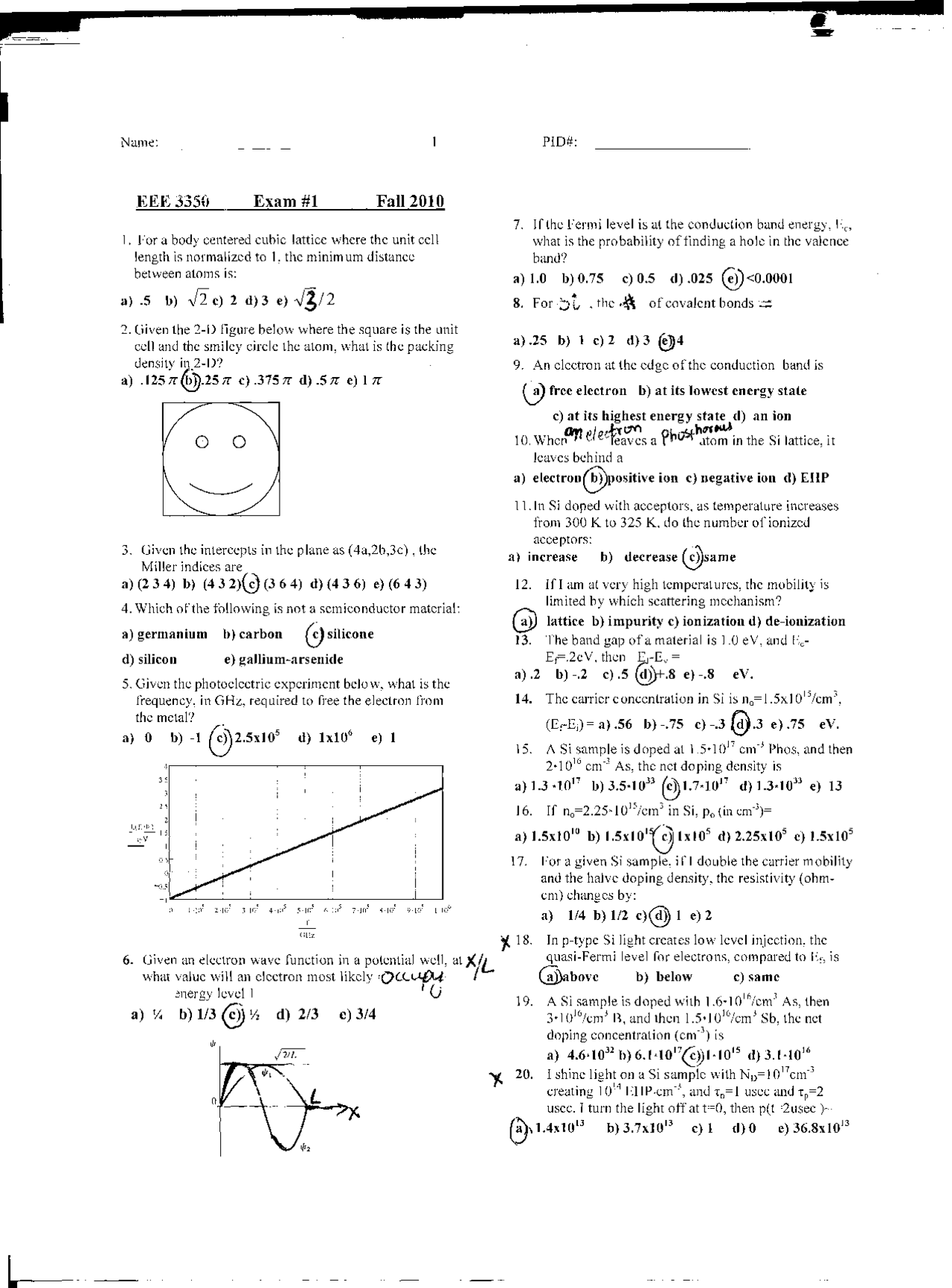25 Multiple Choice Questions On Semiconductor Devices I Midterm Exam