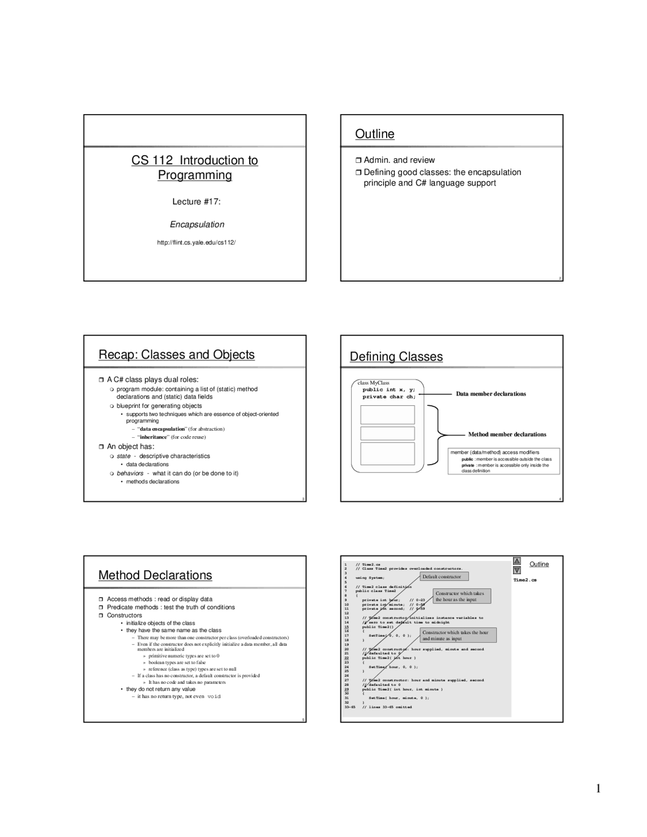 Encapsulation Lecture Slide Computer Science Slides C Programming Docsity