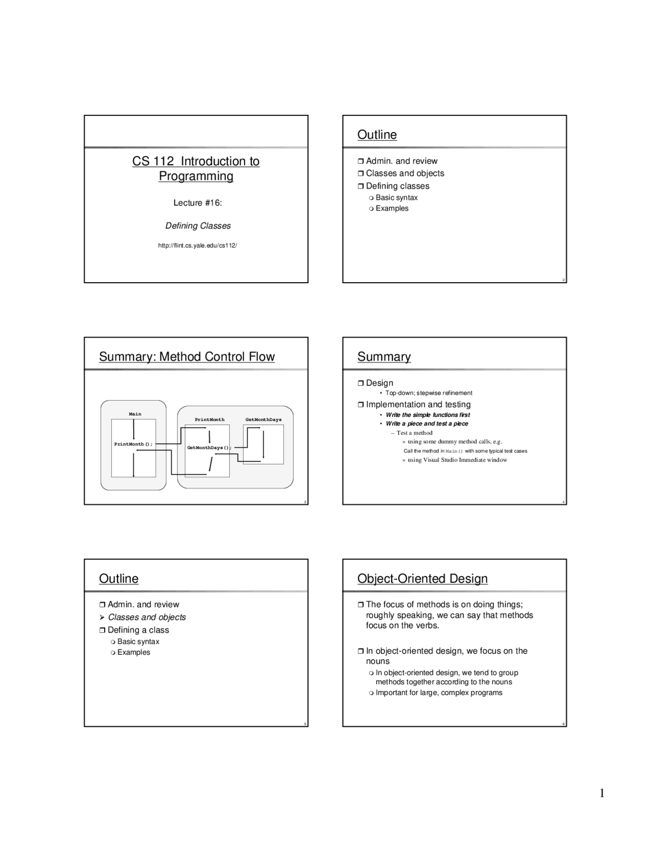Defining Classes Lecture Slide Computer Science Docsity