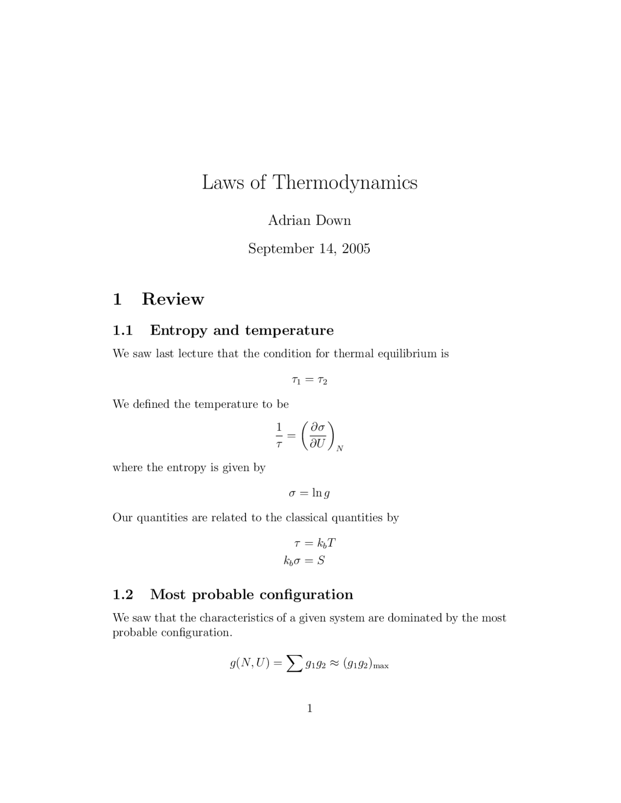 Laws Of Thermodynamics Lecture Notes Physics Docsity
