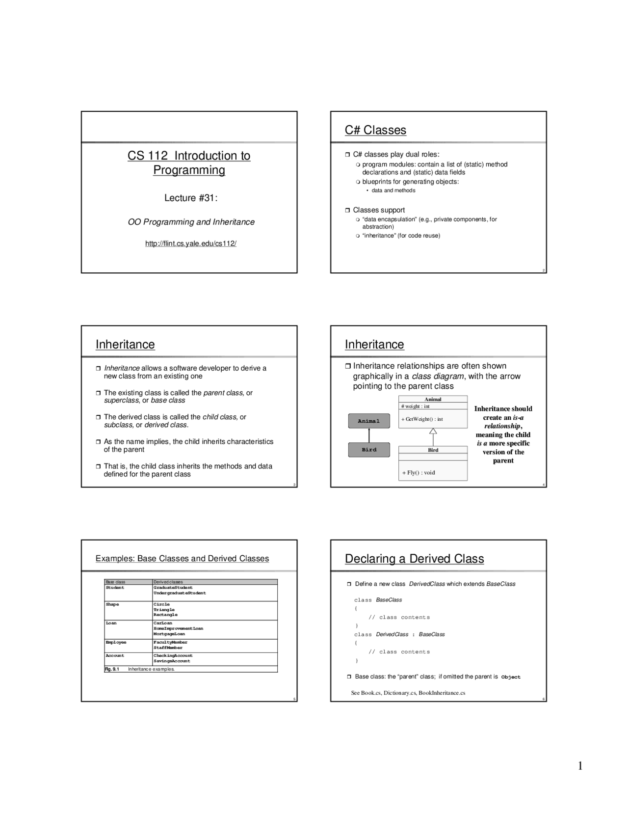 OO Programming Inheritance, Lecture Slide - Computer Science - Docsity