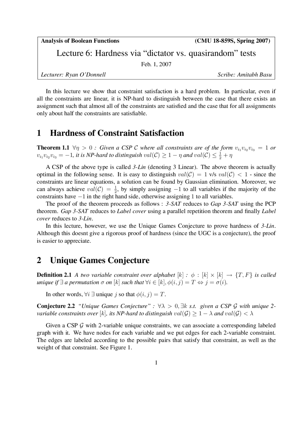 Hardness Vis Dictator Vs Quasirandom Tests Lecture Slide Computer