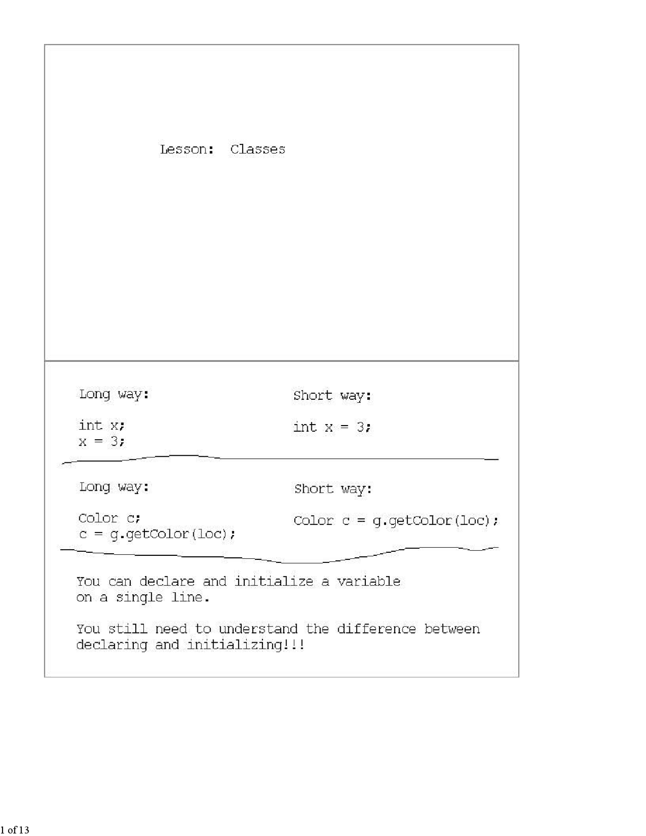 Classes Lecture Notes Computer Science Docsity
