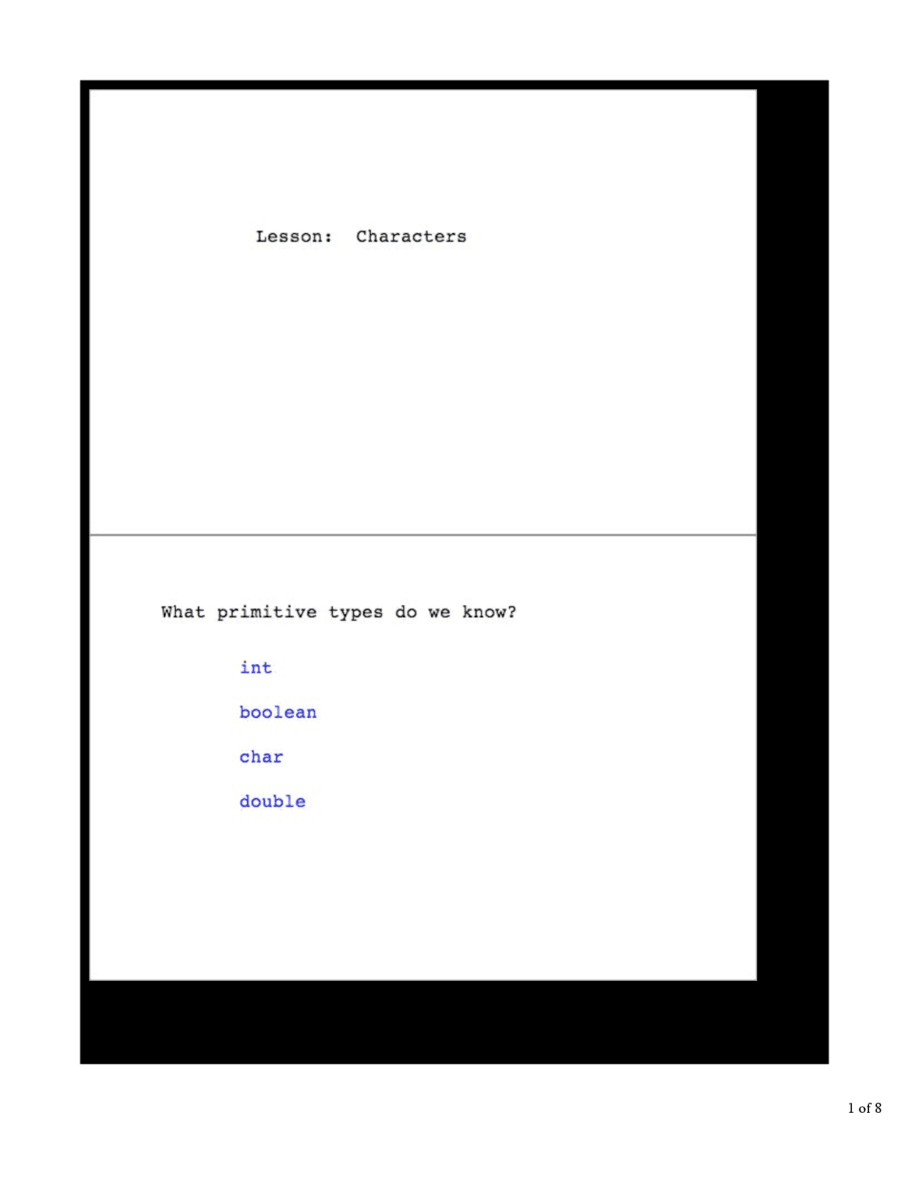 Characters Lecture Notes Computer Science Docsity