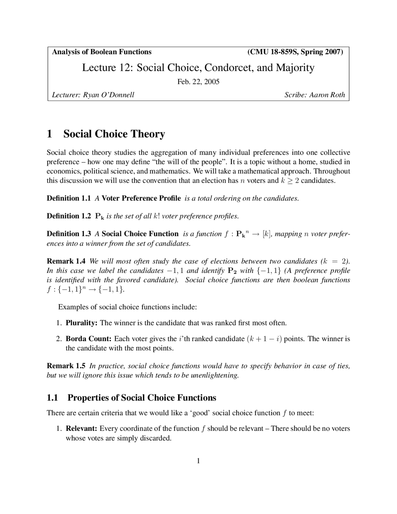 Social Choice Condorcer And Majority, Lecture Slide - Computer Science - Docsity