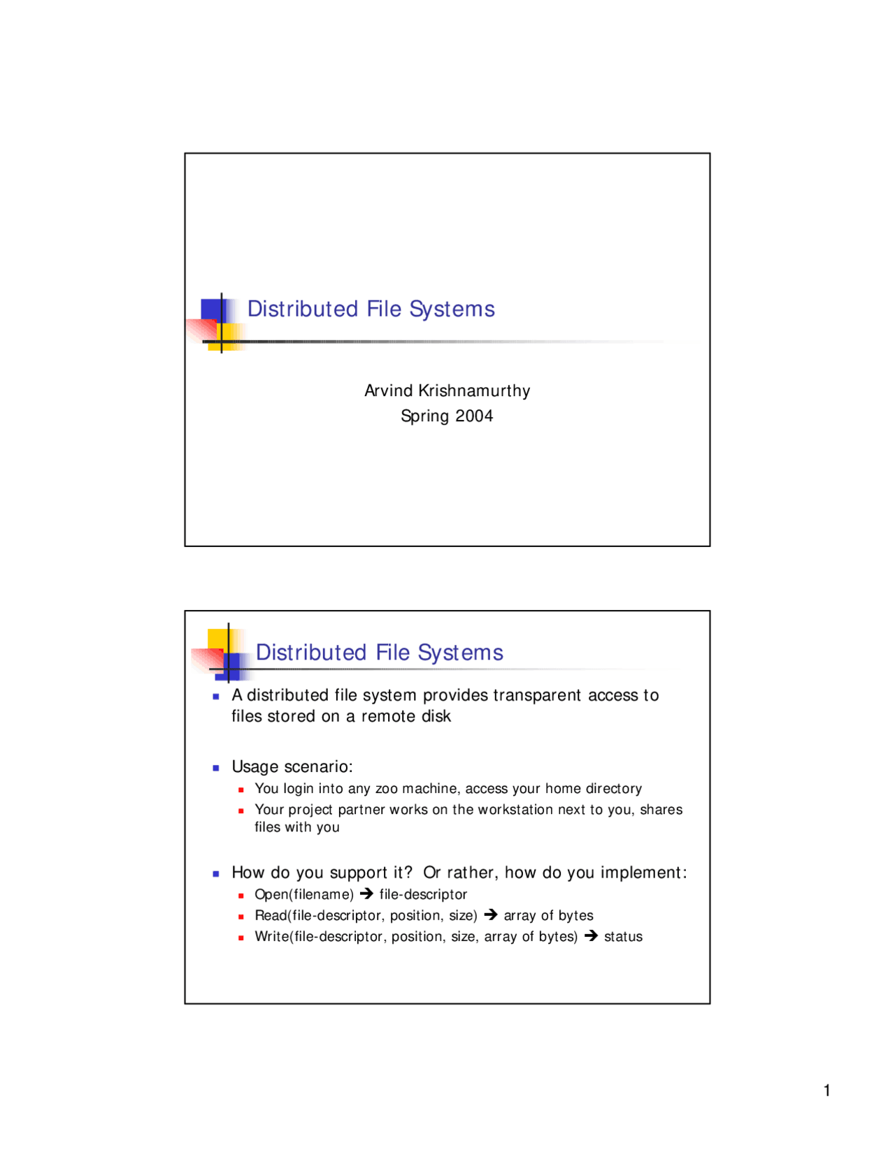 Distributed File System Lecture Slide Computer Science Docsity