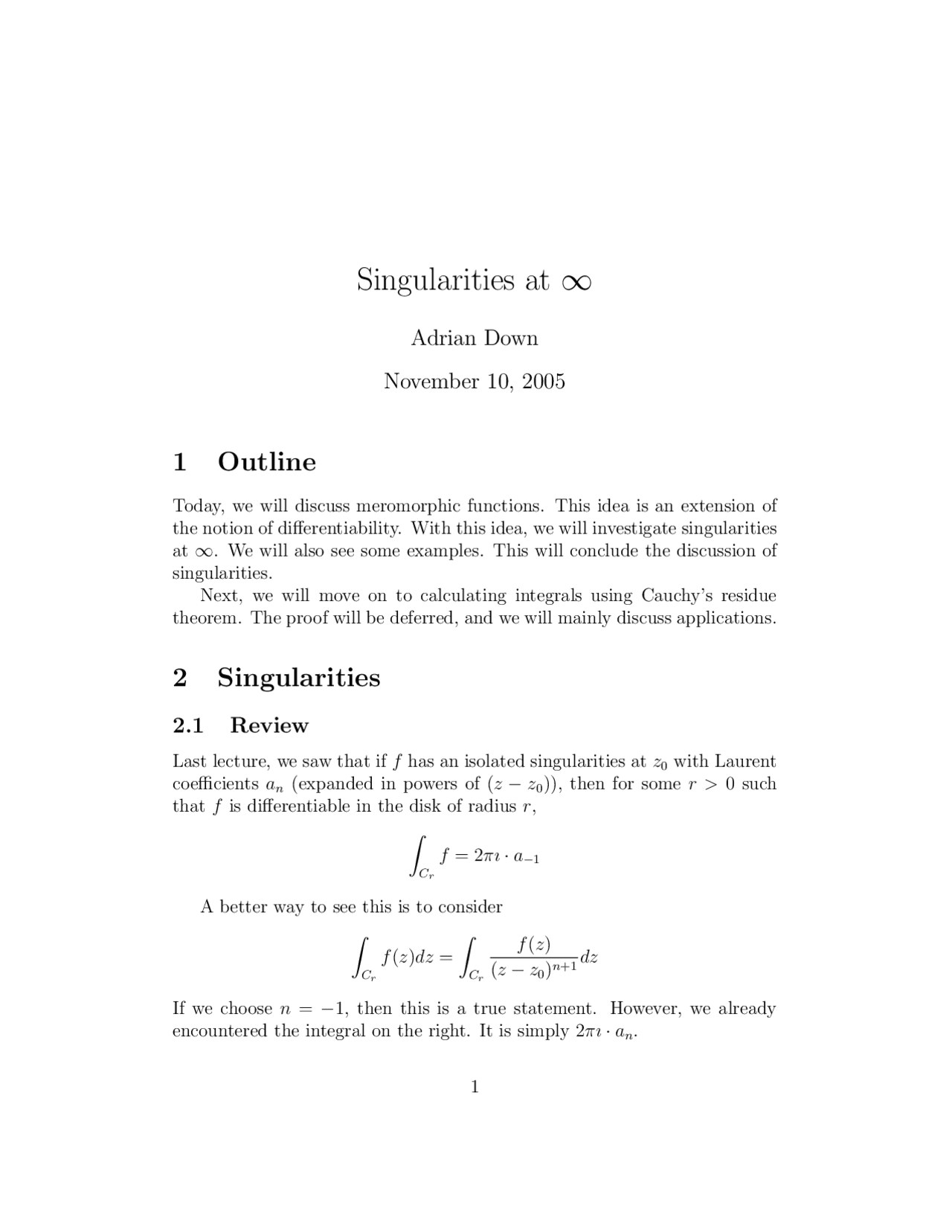 Singularities At Infinity Lecture Notes Mathematics Docsity