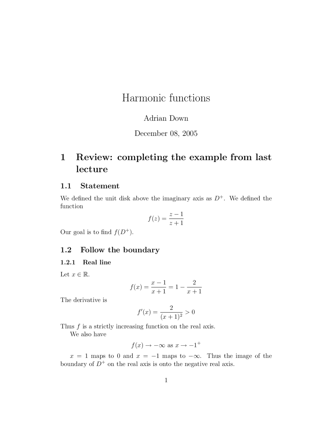 Harmonic Functions - Docsity