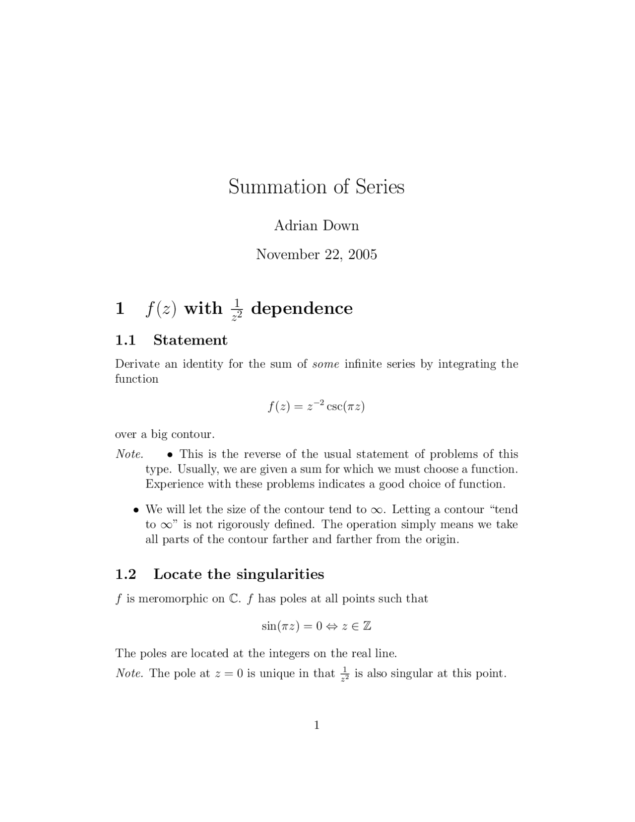 Summation Of Series Lecture Notes Mathematics Docsity