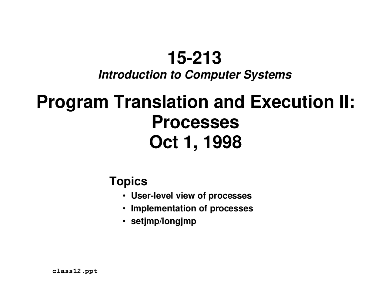 Processes Lecture Slide Computer Science Docsity