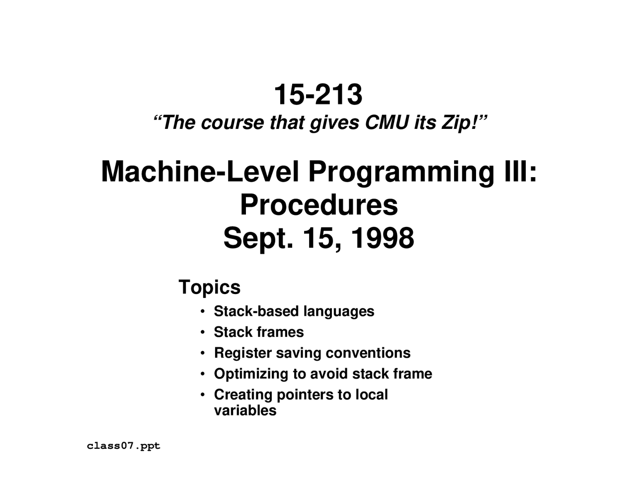 Procedures Lecture Slide Computer Science Docsity