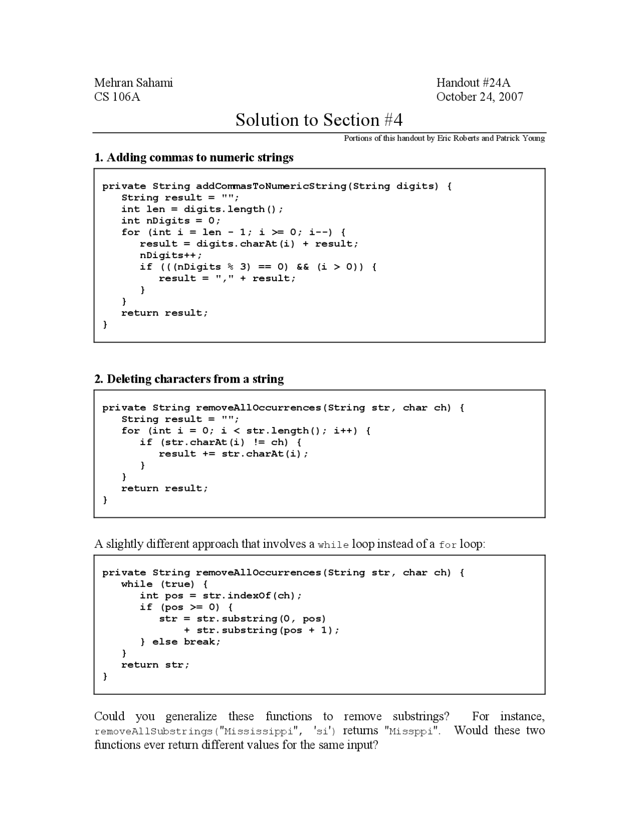 Solution To Section 4 Section Handout Programming Methodology 24