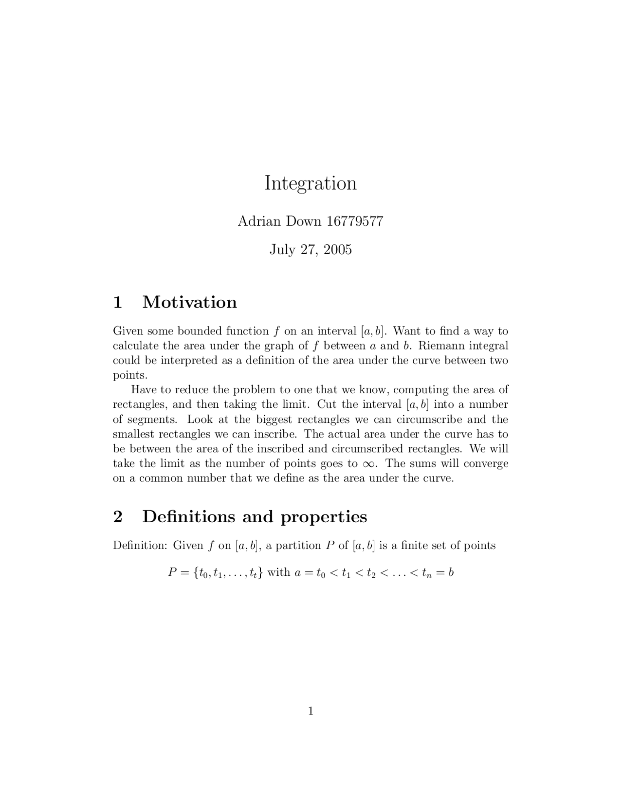 Integration Lecture Notes Mathematics Docsity