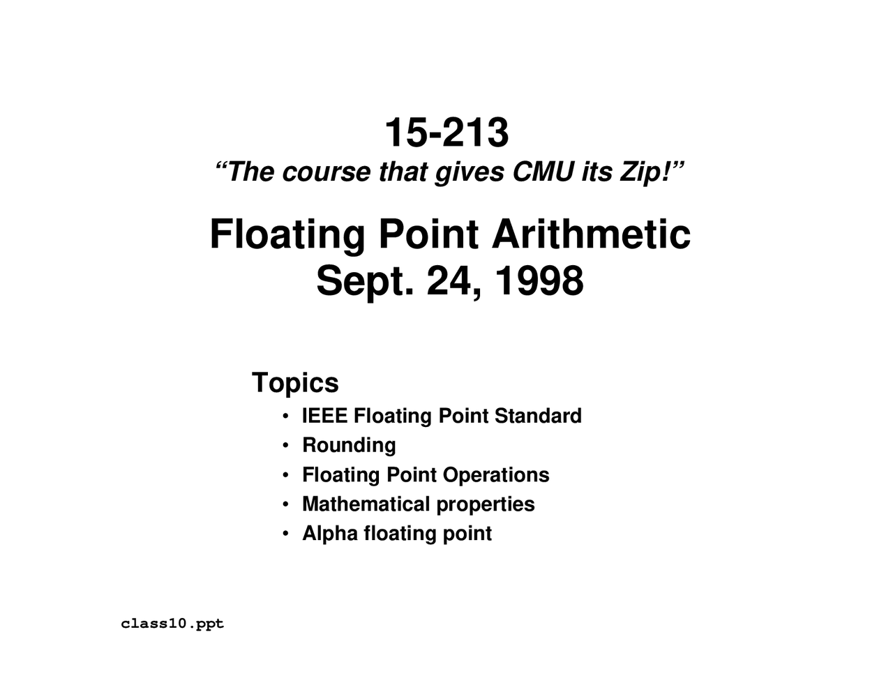 Floating Points Lecture Slide Computer Science Docsity