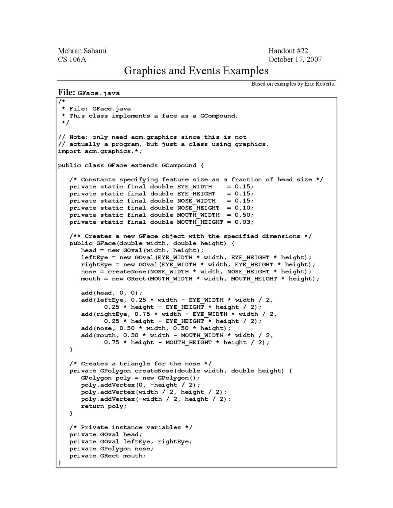 Graphics And Events Examples Section Handout Programming Methodology 22 Docsity