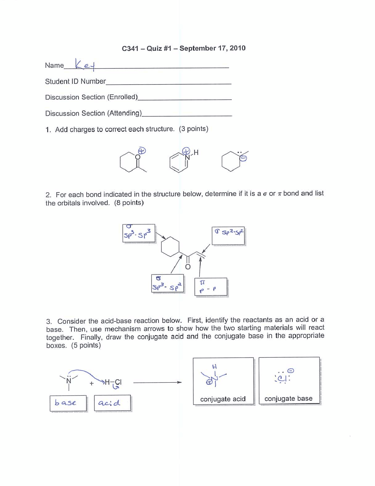 Solved Quiz 1 - Class Questions - Organic Chemistry | CHEM | Quizzes ...