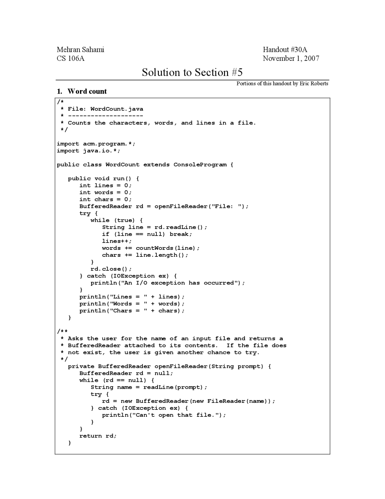 Solution To Section 5 Section Handout Programming Methodology 30 Docsity