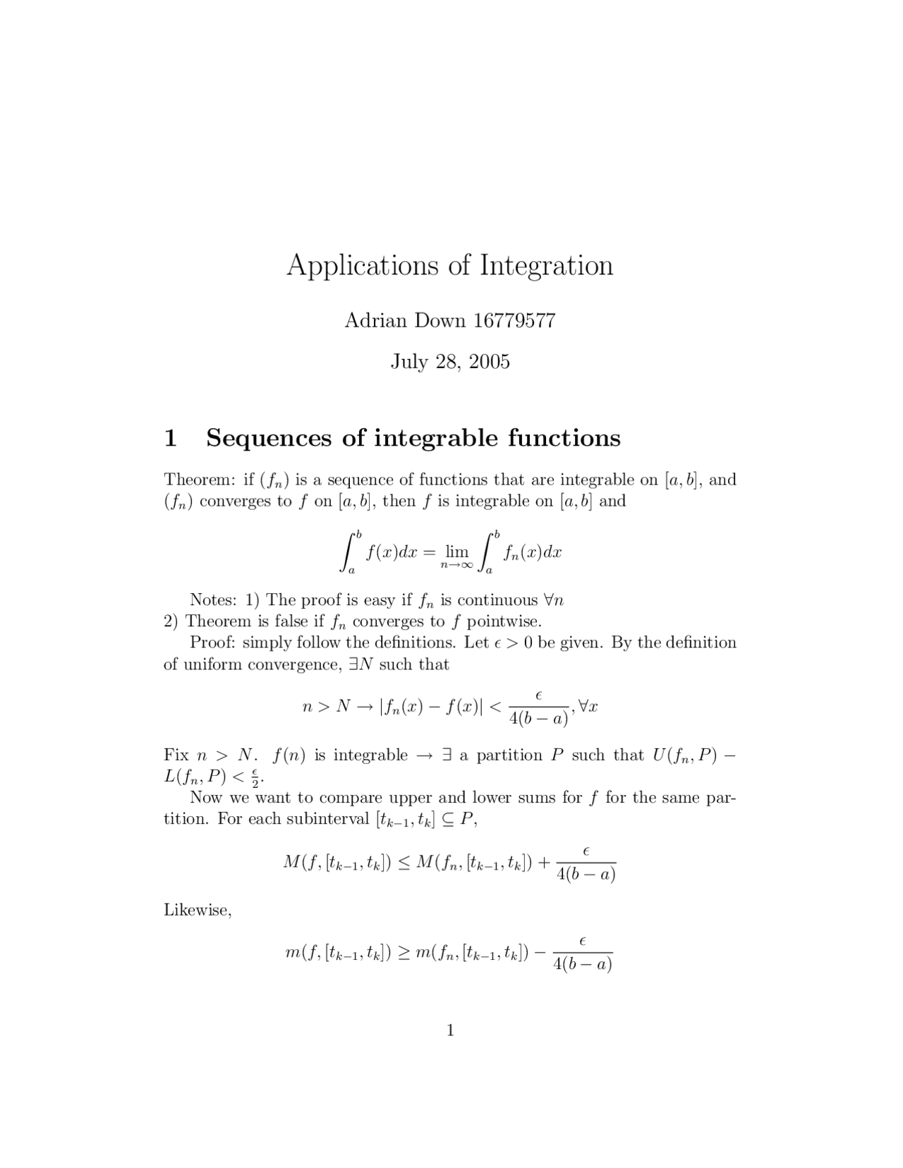 Application Of Integration Lecture Notes Mathematics Docsity