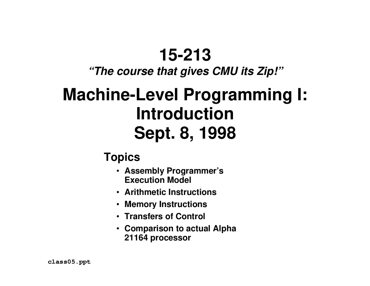 Machine Level Programming Introduction Lecture Slide Computer