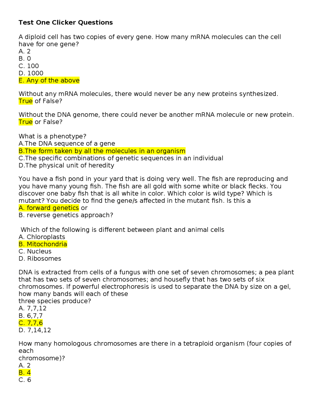 Solved Mcqs For Exam Genetics Biol 3166 Docsity