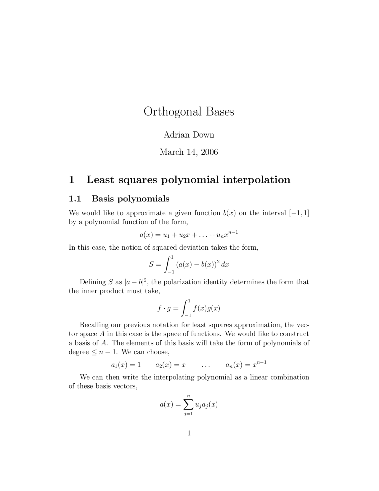 Orthogonal Bases Lecture Notes Mathematics Docsity