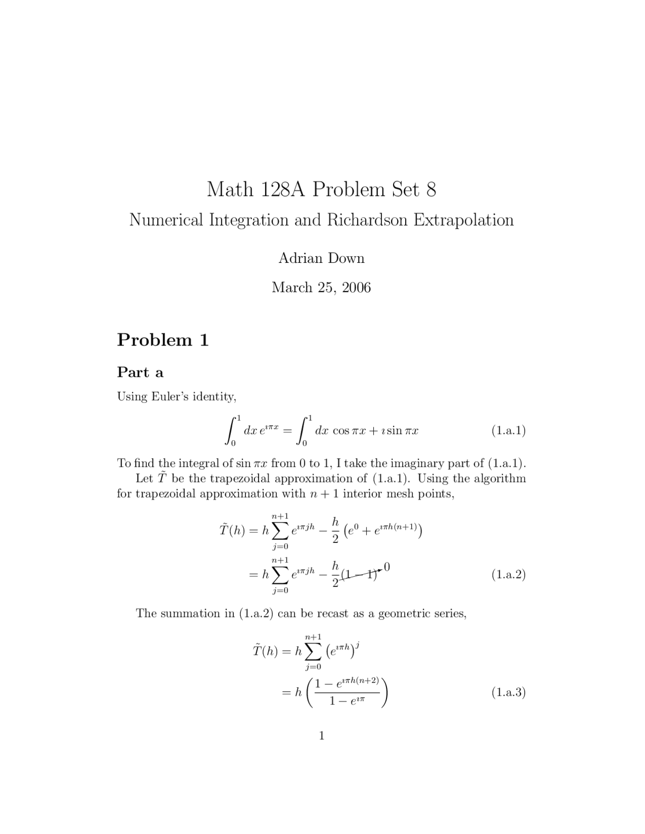 Numerical Intergration (cont.), Lecture Notes - Mathematics - Docsity