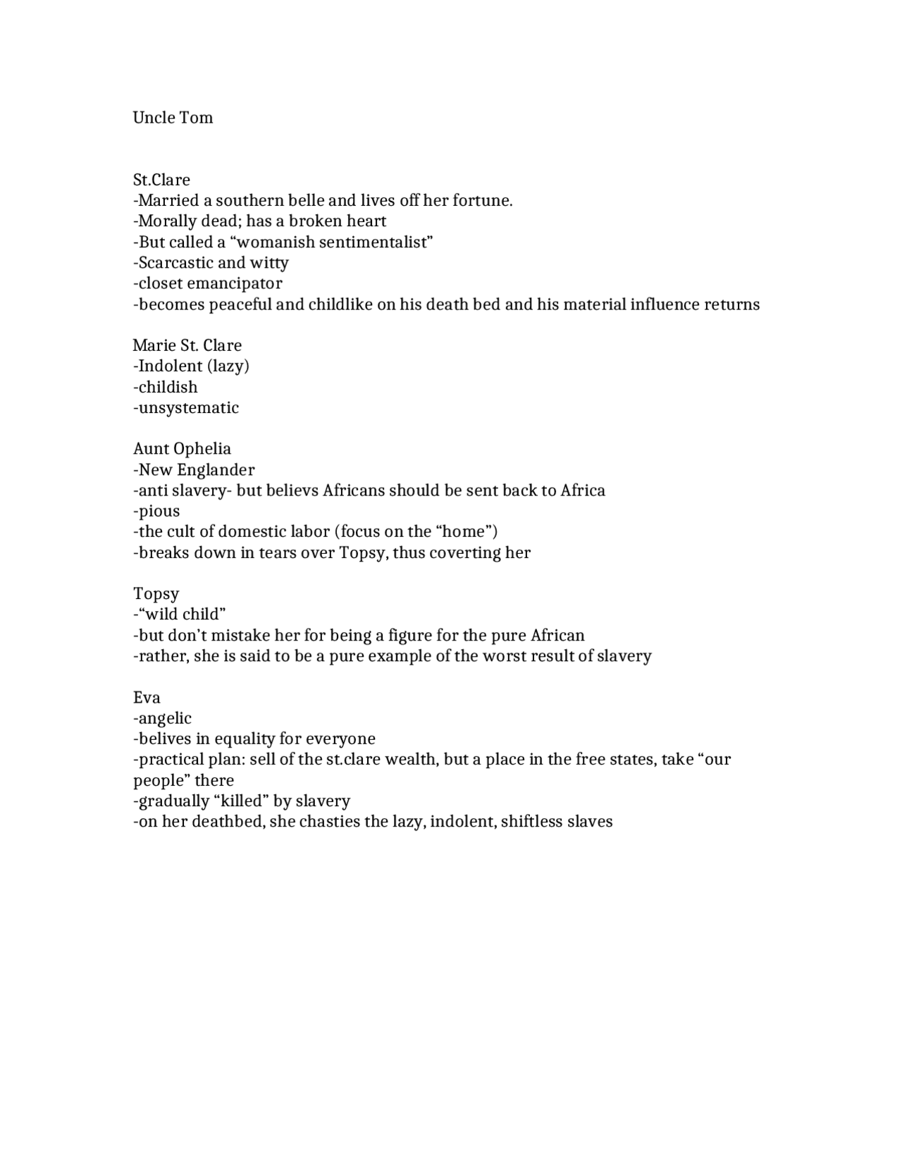 Uncle Tom's Cabin Characters - Lit, Cultures, Identities (I) | IAH 207 ...