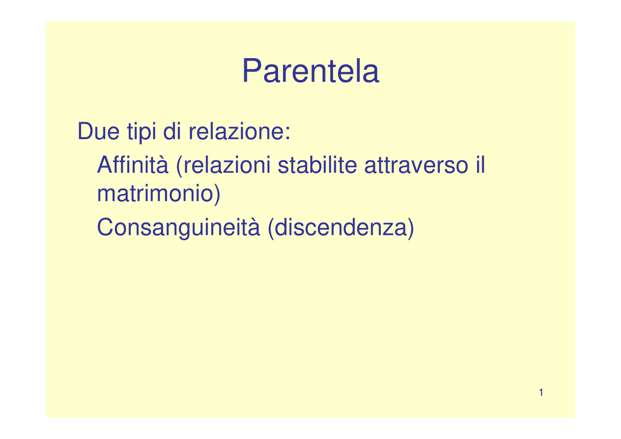 IL CONCETTO DI PARENTELA - Slide - Antropologia Culturale - Docsity