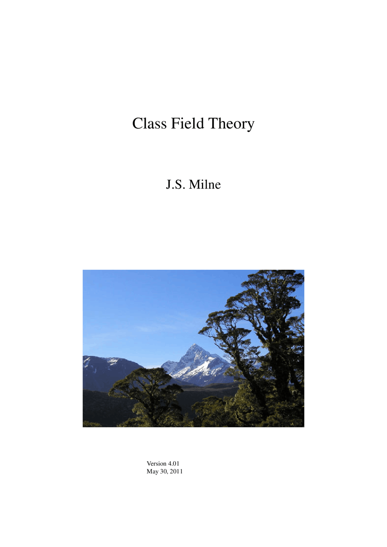 Class Field Theory Lecture Notes Mathematics Docsity