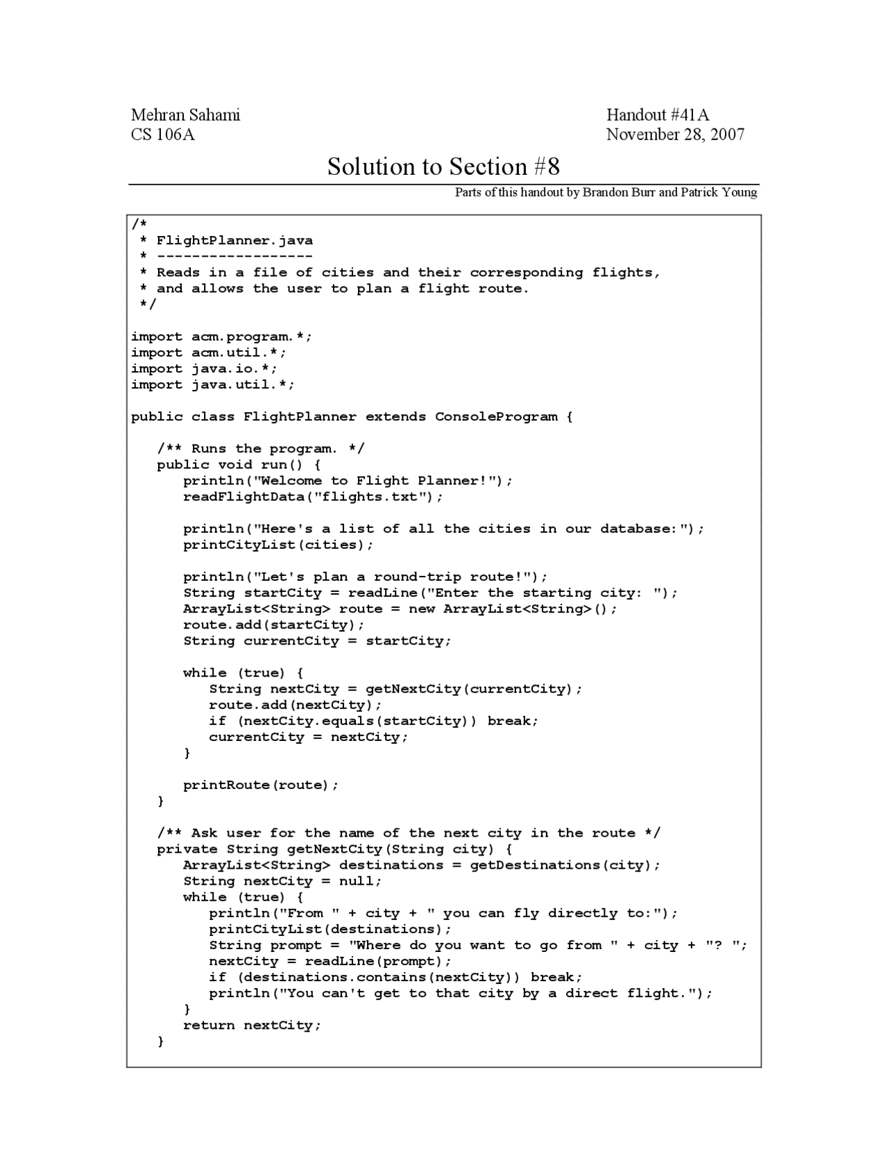 Solution To Section 8 Section Handout Programming Methodology 41 Docsity