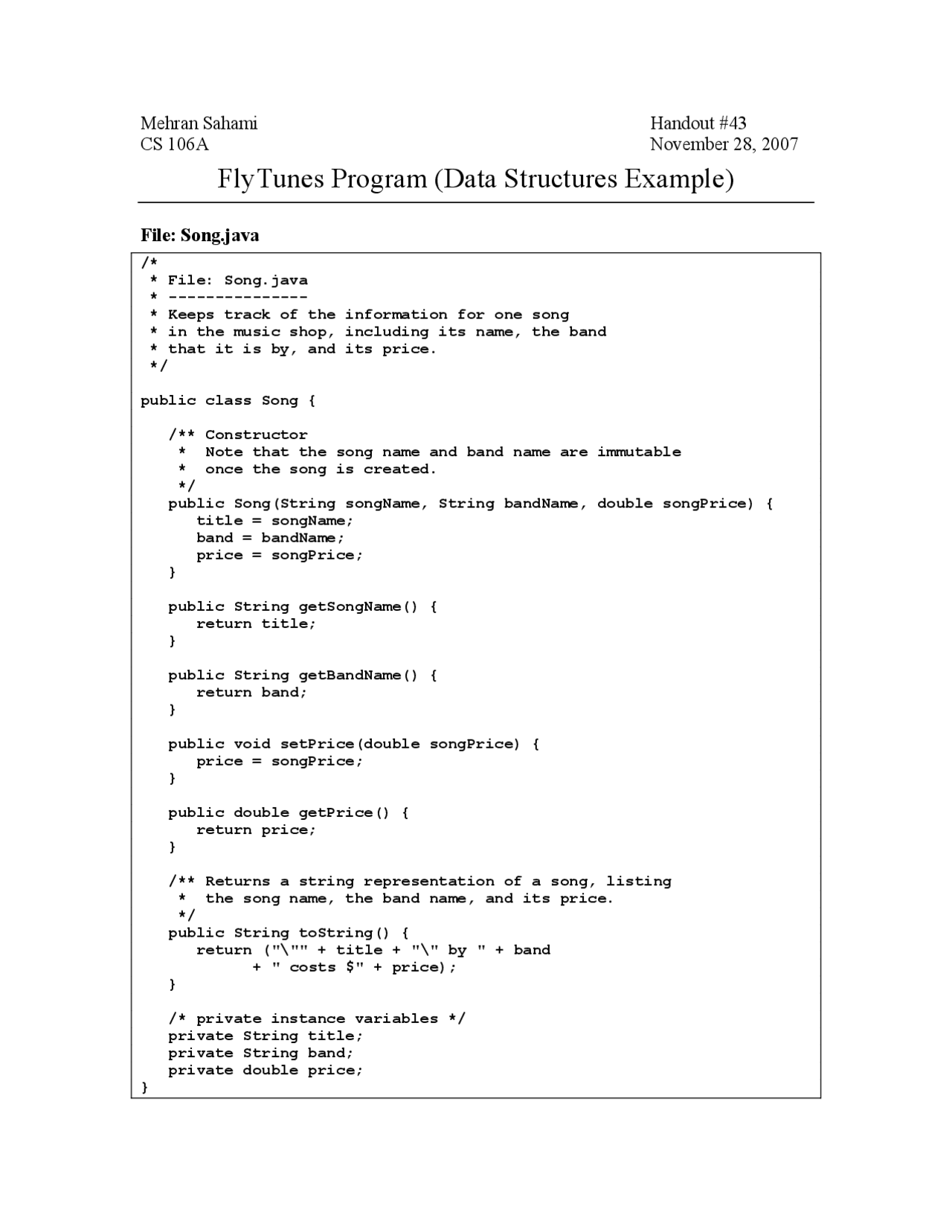 Flytunes Program Section Handout Programming Methodology 43 Docsity