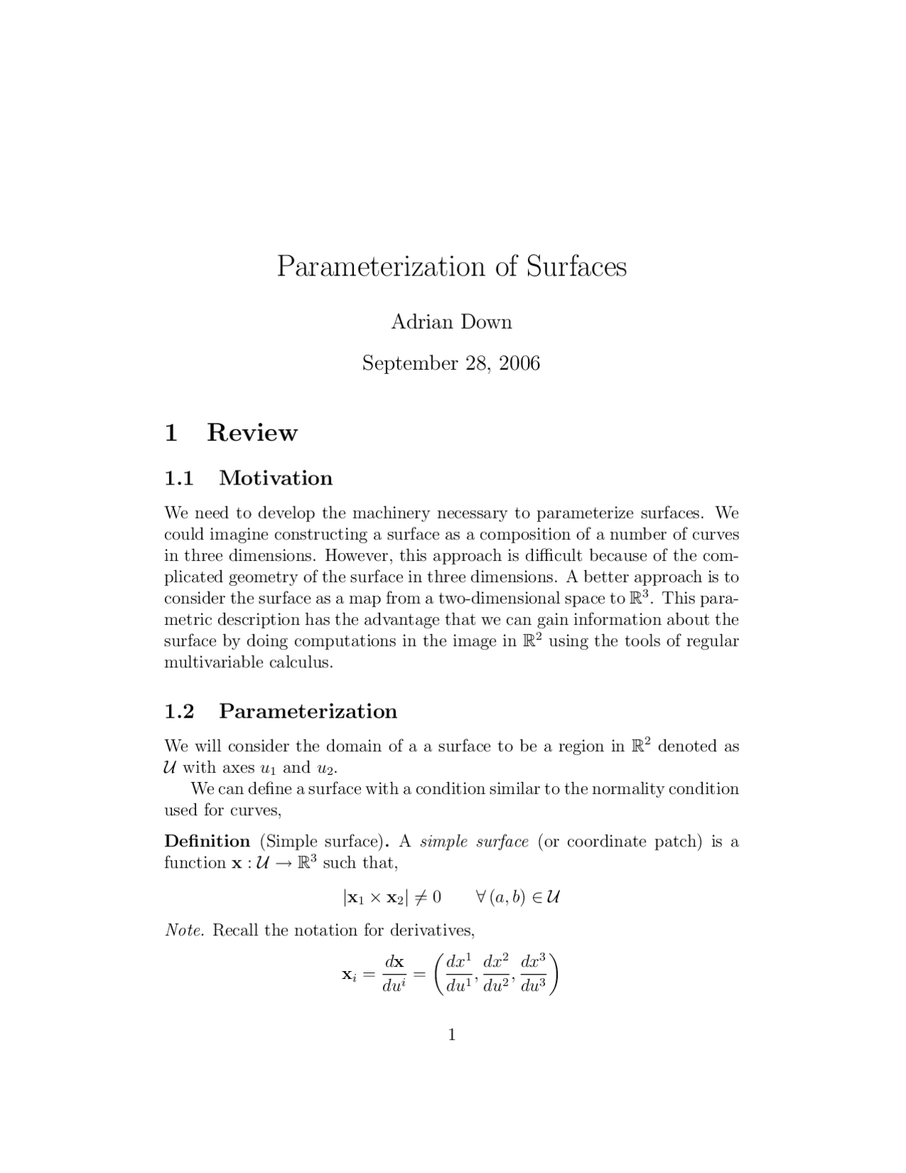 Parameterization Of Surfaces Lecture Notes Mathematics Docsity