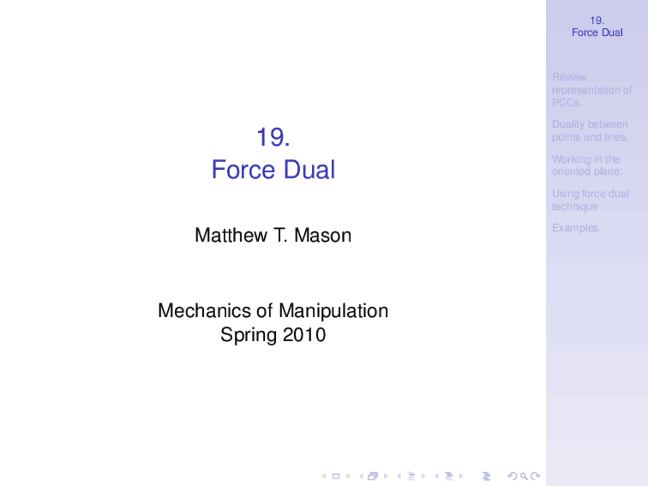 Force Dual, Lecture Slide - Robotics - Docsity