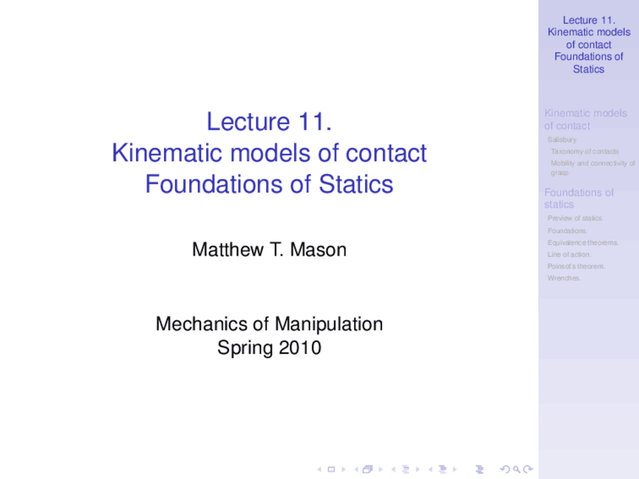 Kinematics Models Of Contact Foundations Of Statics, Lecture Slide - Robotics | Slides Robotics ...