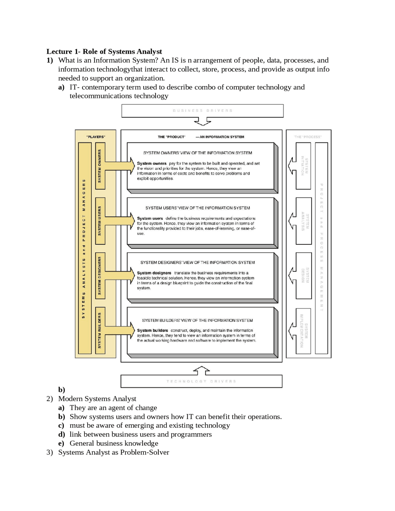 Lecture Notes On Information System Role Of System Analyst Bmgt 403