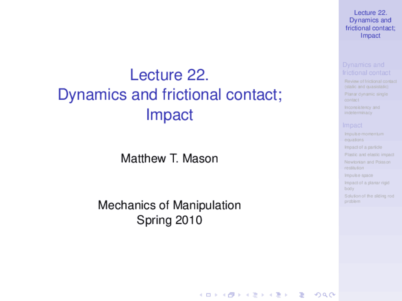 Dynamics And Frictional Contact Lecture Slide Robotics Docsity