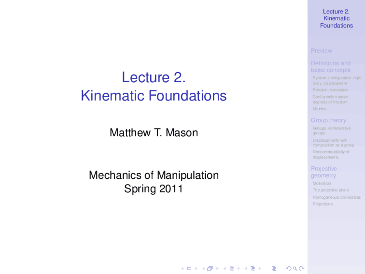 Kinematic Foundations Lecture Slide Robotics Docsity