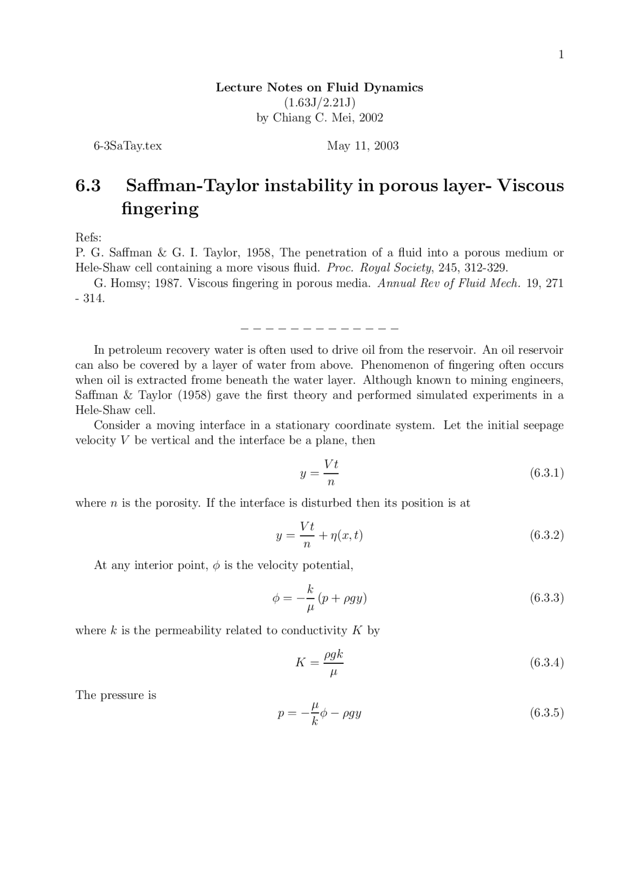 Saffman Taylor Instability In Porous Layer Viscous Fingering, Lecture ...