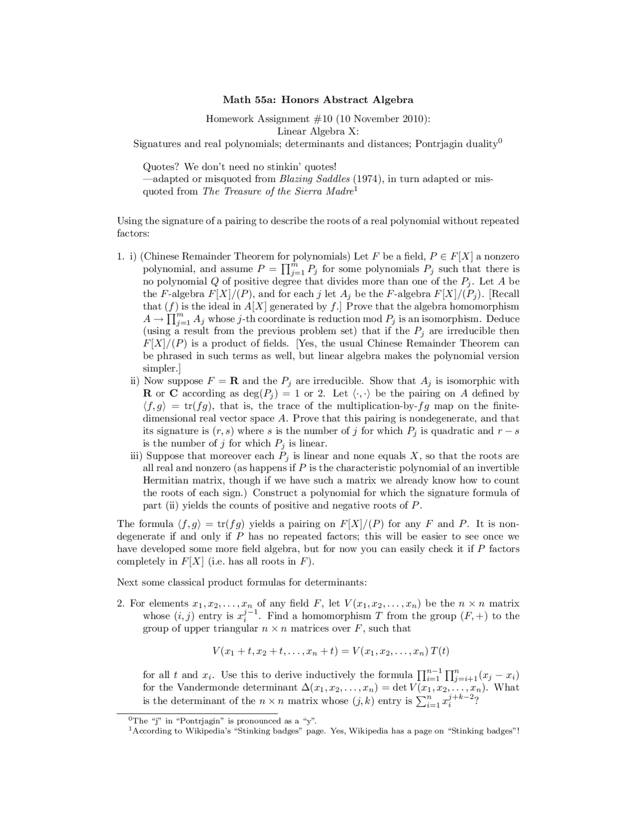 Abstract Algebra 10,Exercises - Mathematics - Docsity