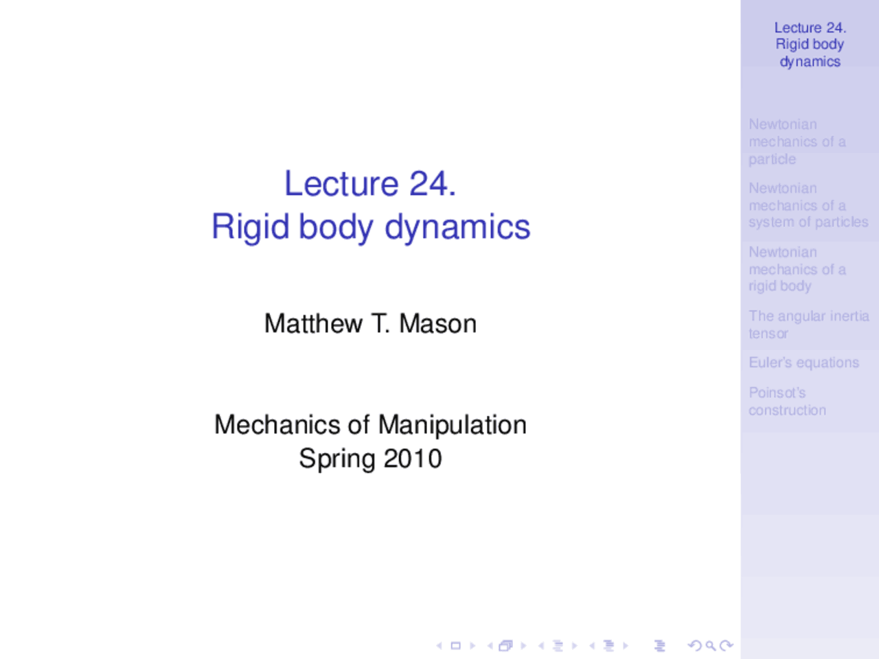 Dynamics Lecture Slide Robotics Docsity